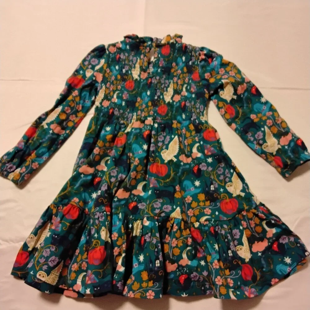 Mini Boden | Dresses | Mini Boden Owls Black Cats And Hats Dress Size ...